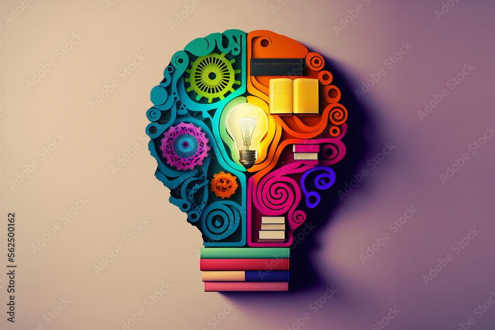 A Collage of Colorful Symbol of Learning and Intelligence: Generative ...