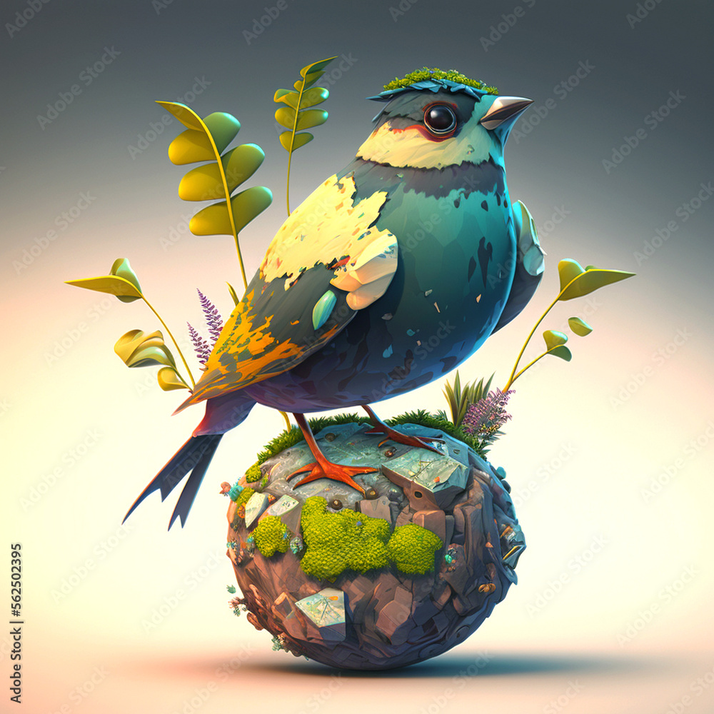 Beautiful Bird standing on the planet Earth. Biodiversity ecology ...