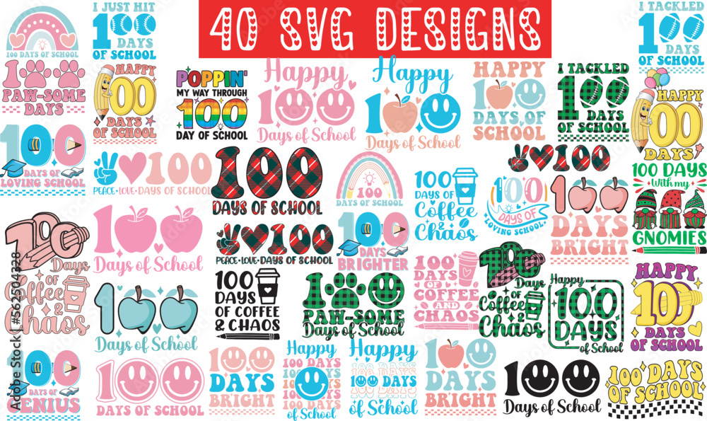 100 Days of School SVG Cut Files Bundle -100 Days of School SVG, Vector ...