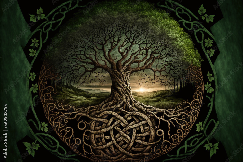 Celtic ancient forest. Sacred forest of the druids. AI generation Stock ...