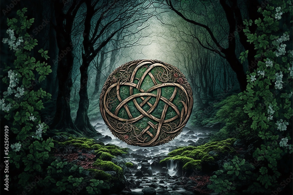 Celtic ancient forest. Sacred forest of the druids. AI generation Stock ...