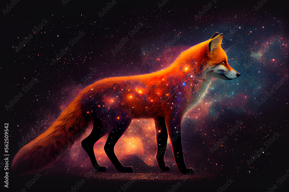 space fox abstraction. Generative AI Stock Illustration | Adobe Stock