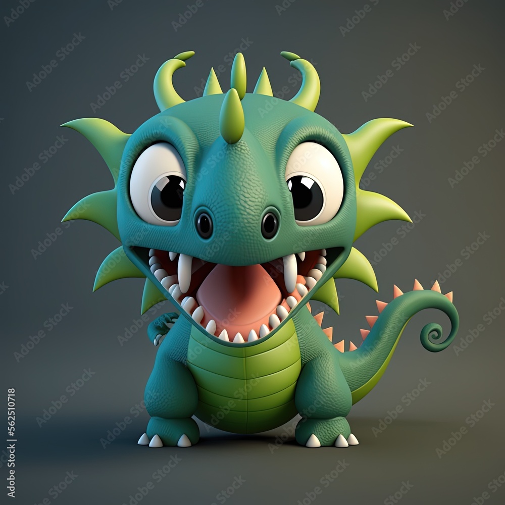 Cute Cartoon Dragon Character (Generative AI) Stock Illustration ...