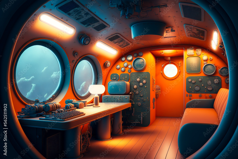 Submarine interior. Generative AI Stock Illustration | Adobe Stock