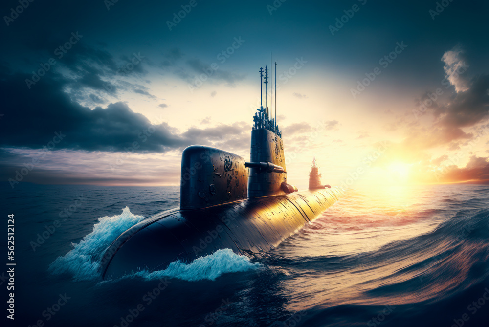 Nuclear submarine. Generative AI Stock Illustration | Adobe Stock