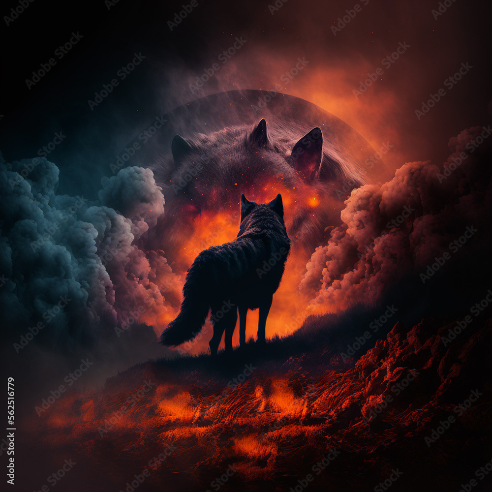 wolf howling at the moon, wolf howling at the sunset, wolf Stock ...