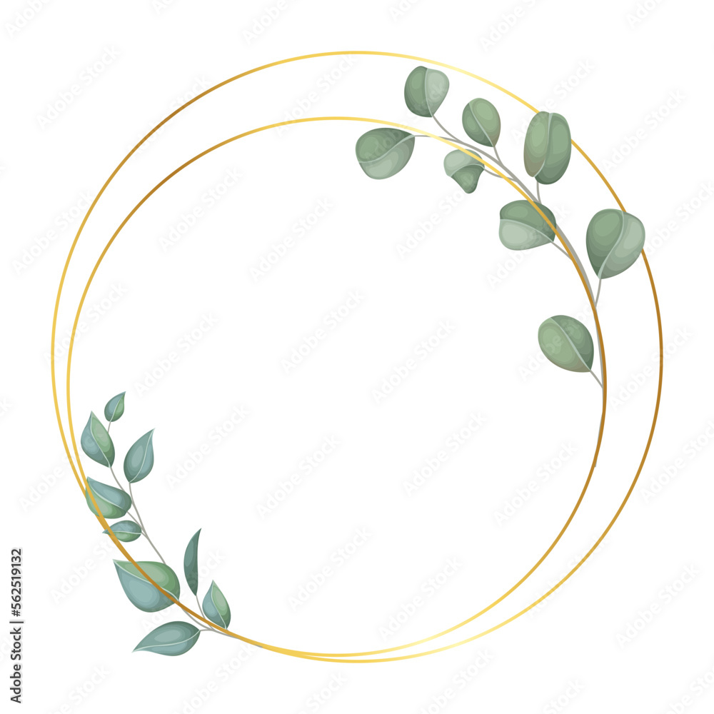 Eucalyptus Golden Frames With a Transparent Background Stock Vector ...