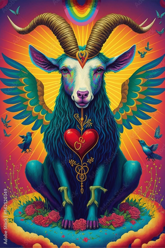 Cute baphomet demon goat, spiritual and occult symbol made with ...