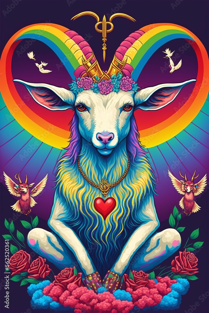 Cute baphomet demon goat, spiritual and occult symbol made with ...
