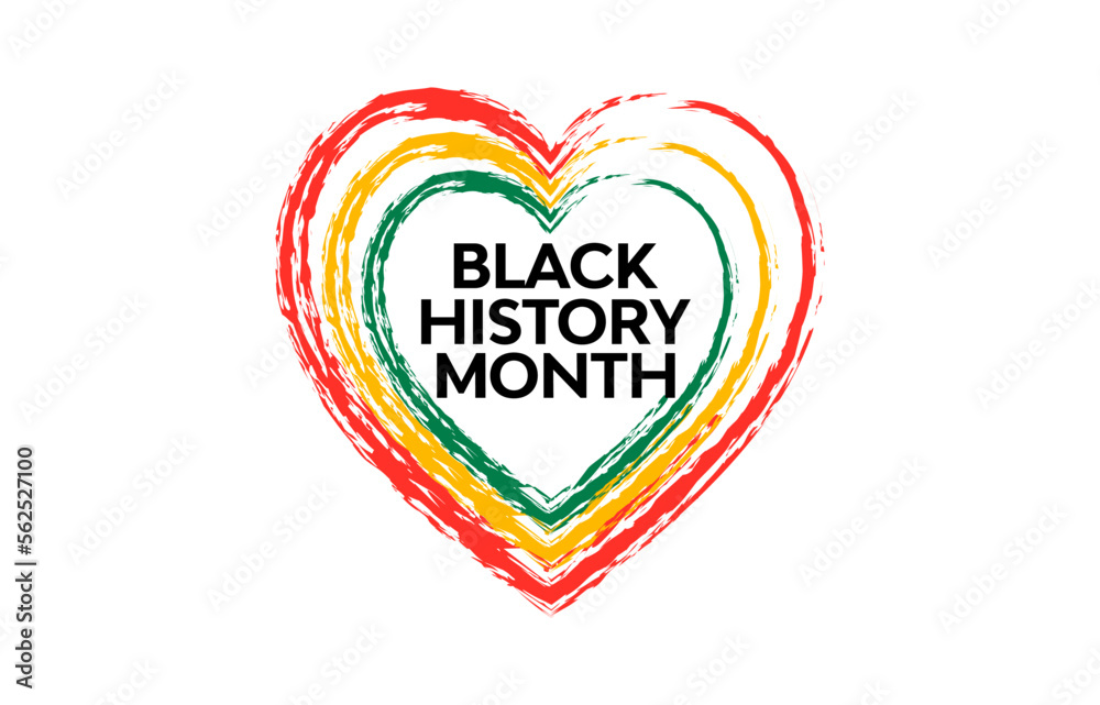 Black History Month Celebrating Heart Logo Style African American ...