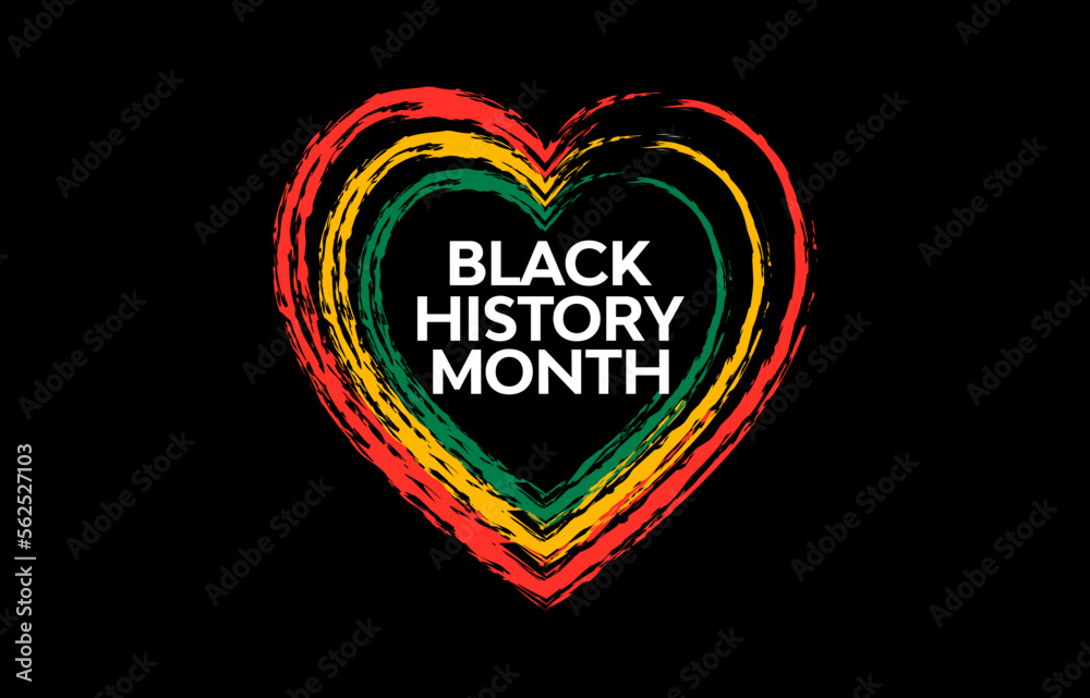 Black History Month Celebrating Heart Symbol on Black Background ...