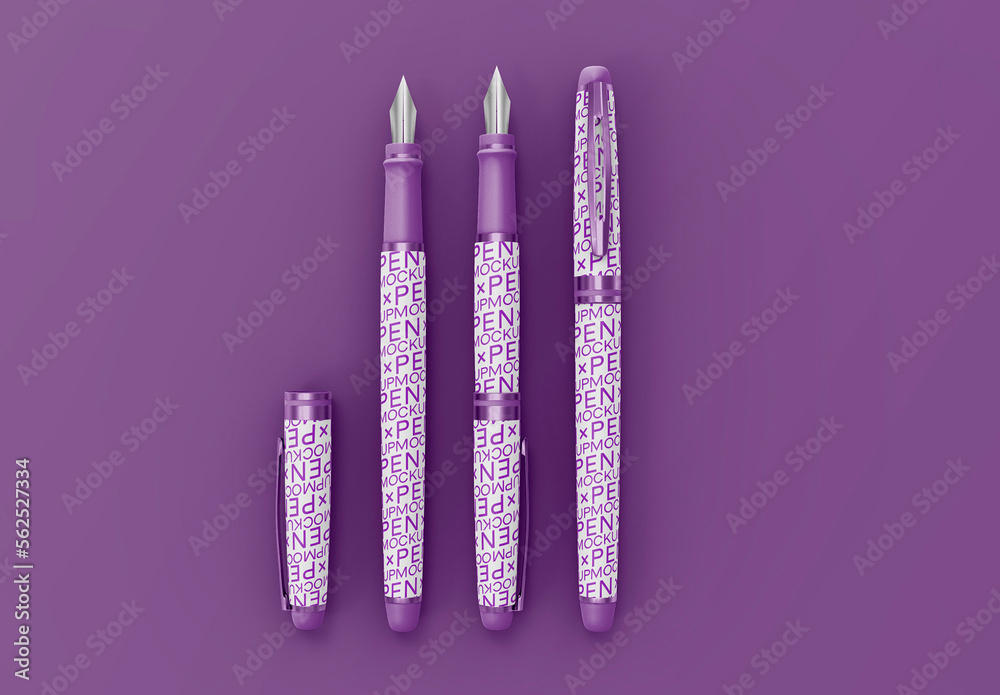3d Fountain Pen With and Without Cap Mockup Stock Template | Adobe Stock