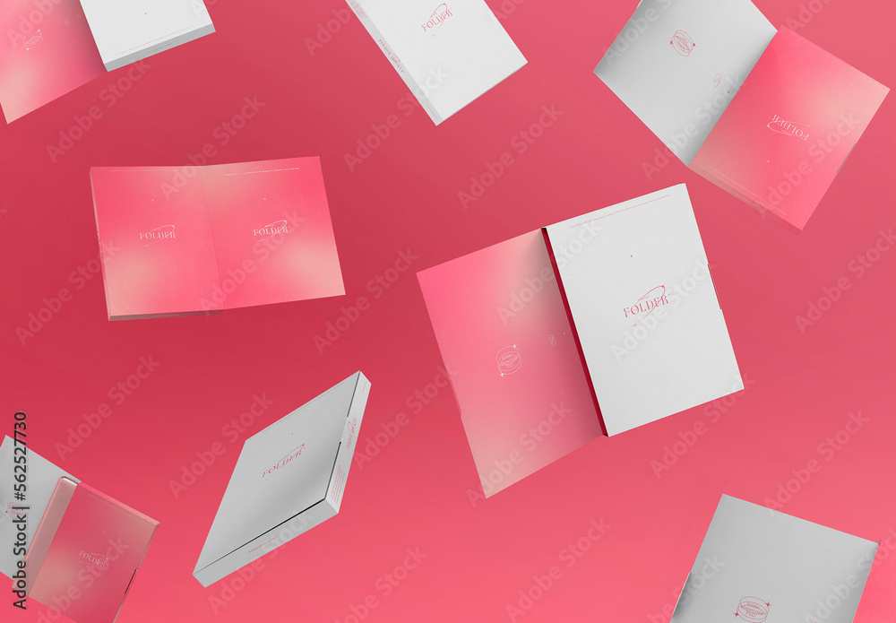 3d Floating Books with Slipcases Mockup Stock Template | Adobe Stock