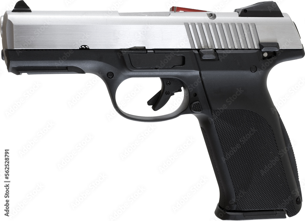 Semi-autoimatic pistol with loaded chamber indicator up Stock Photo ...