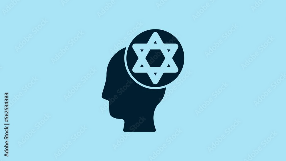 Blue Orthodox jewish hat icon isolated on blue background. Jewish men ...