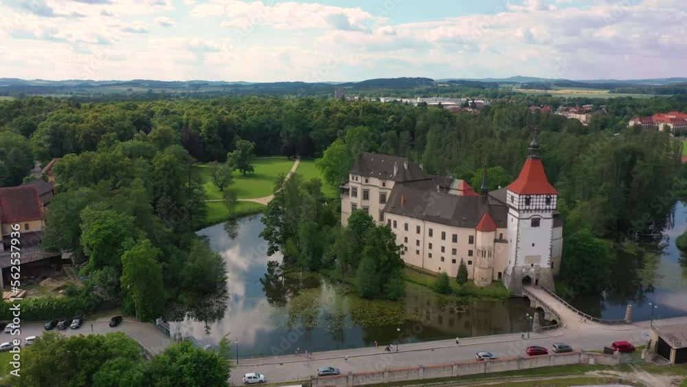 Blatna castle near Strakonice, Southern Bohemia, Czech Republic. Aerial ...
