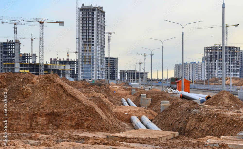 Foto de Sewer pipes for laying an external sewage system at ...