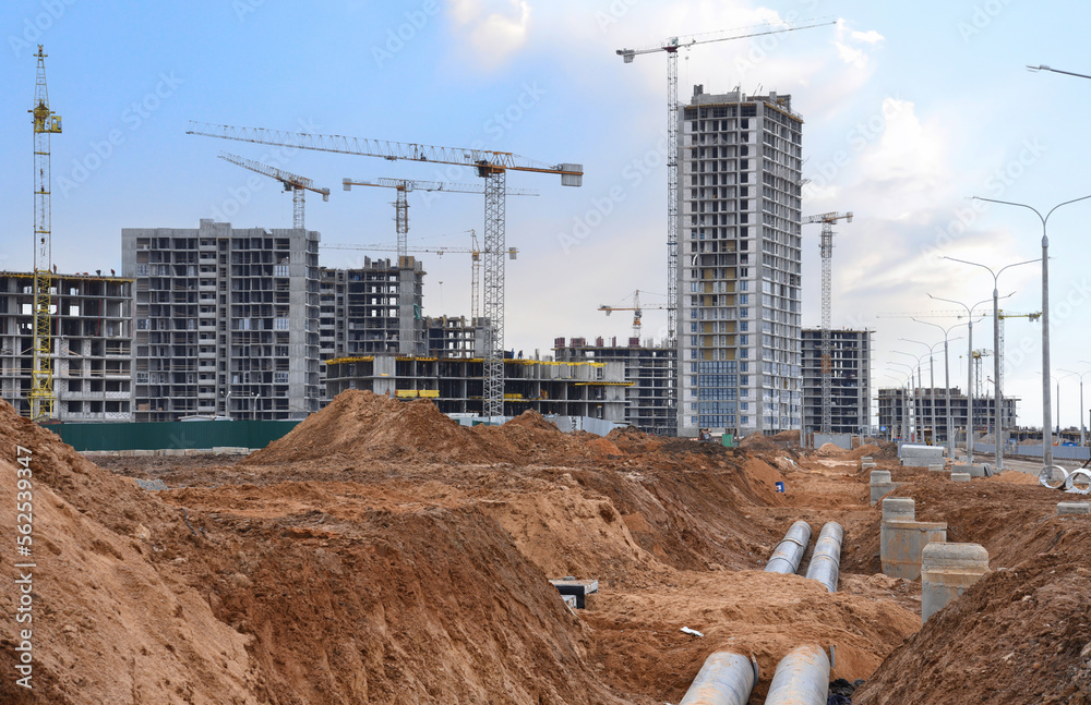 Sewer pipes for laying an external sewage system at construction site ...