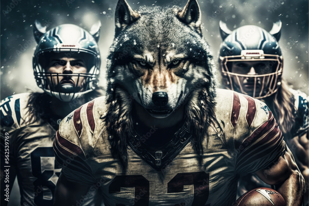 Wolf like an american football player, ilustration, fictional character ...