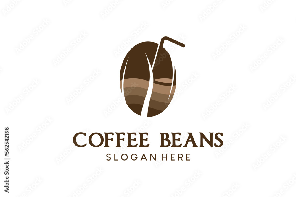 Coffee bean logo design for coffee drink logo Stock Vector | Adobe Stock