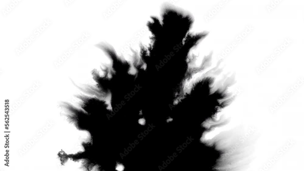 Black ink artistic flow splatter spots spills white paper beautiful ...