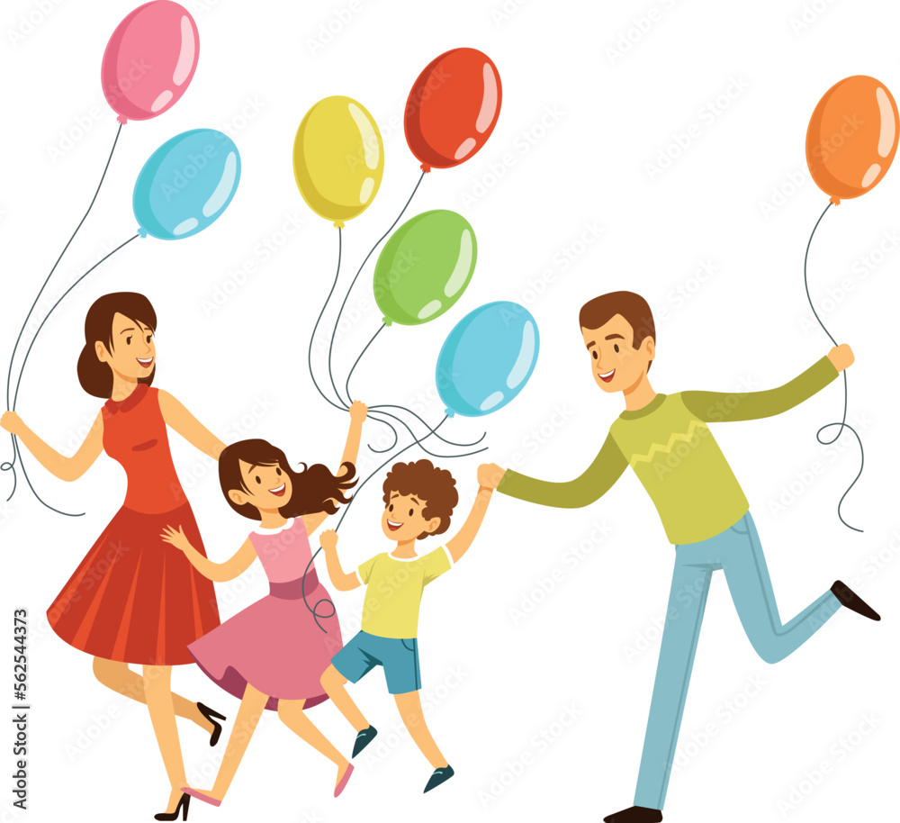 Family Running Clipart