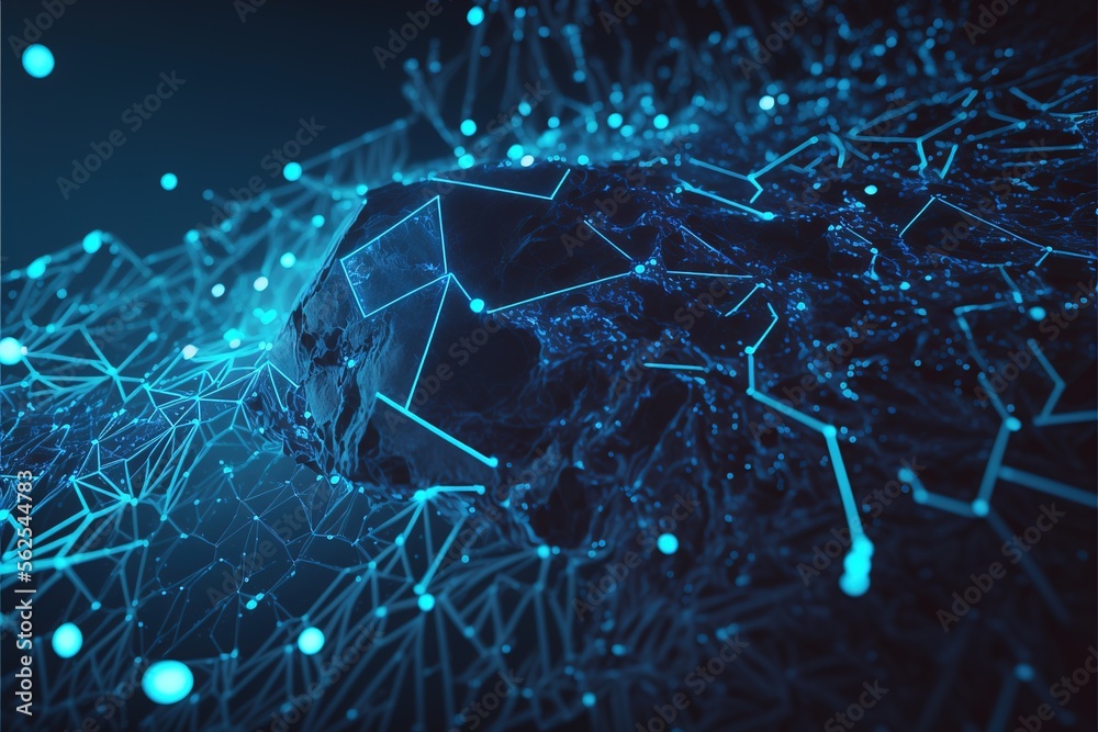 Blue digital network abstract wallpaper created with generative ai ...