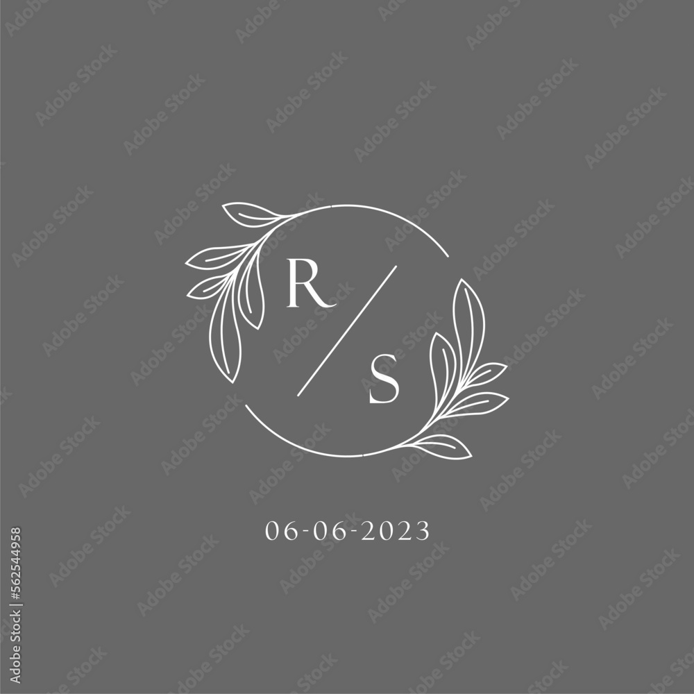 Letter RS wedding monogram logo design creative floral style initial ...