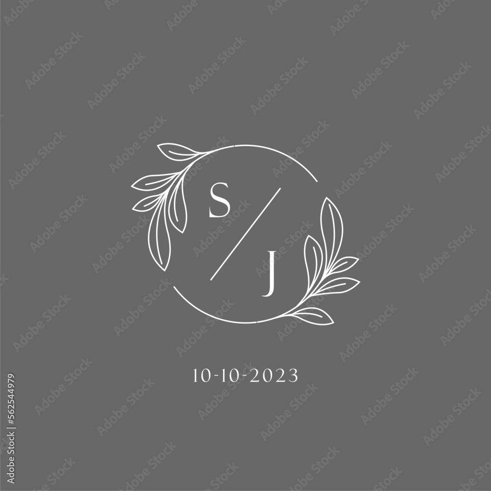 Letter SJ wedding monogram logo design creative floral style initial ...