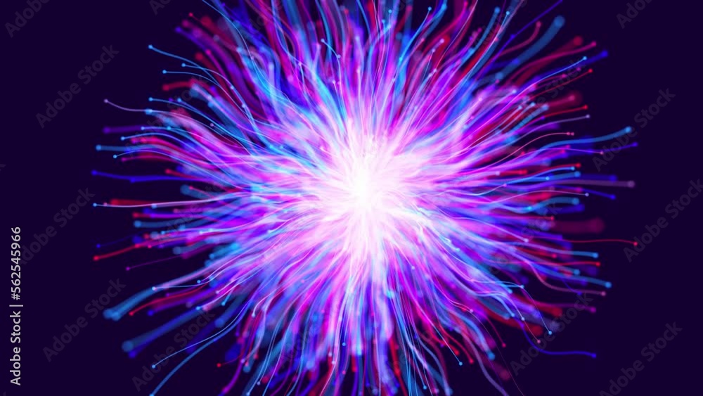 Flow of particles form sphere. Luma matte as alpha channel. Abstract bg ...