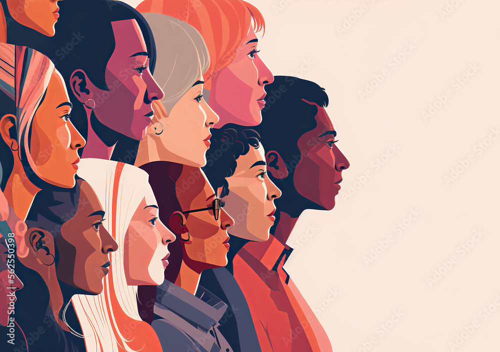 Side profile of a diverse group of people. Generative ai ilustração do ...