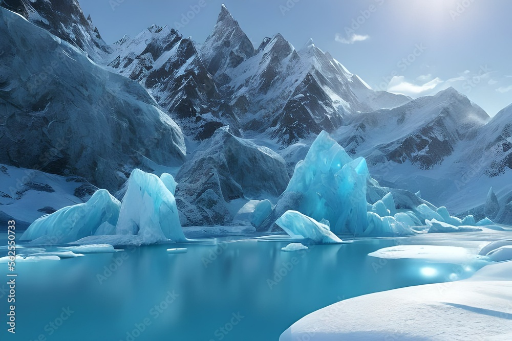 Artificial Frost: An AI Generated Ice Landscape Illustration Stock ...