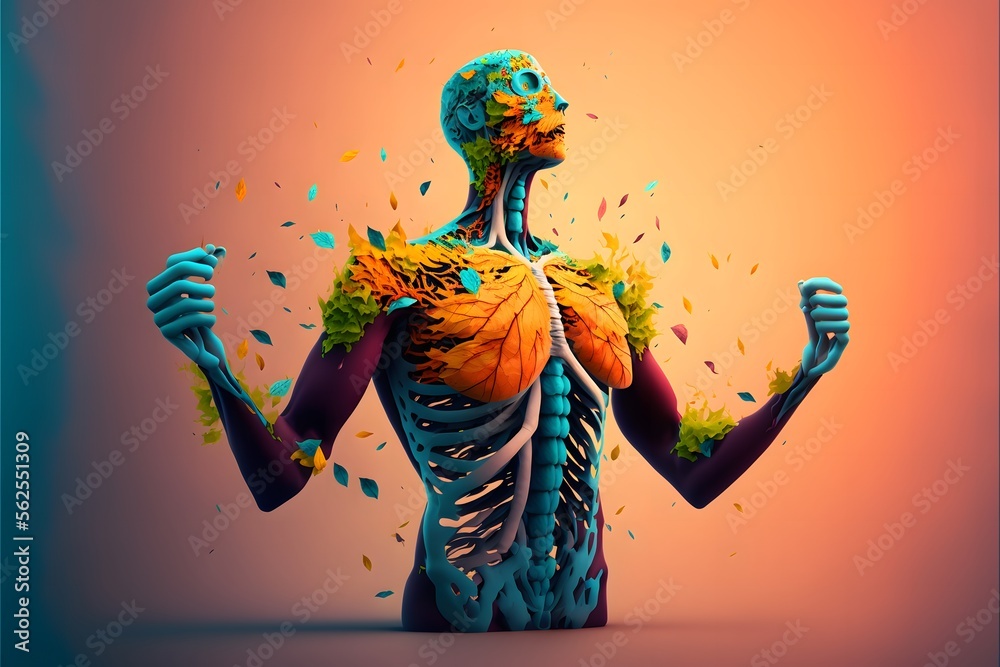 Human Skeleton is made with flowers, leaves, fruits, and vegetables ...