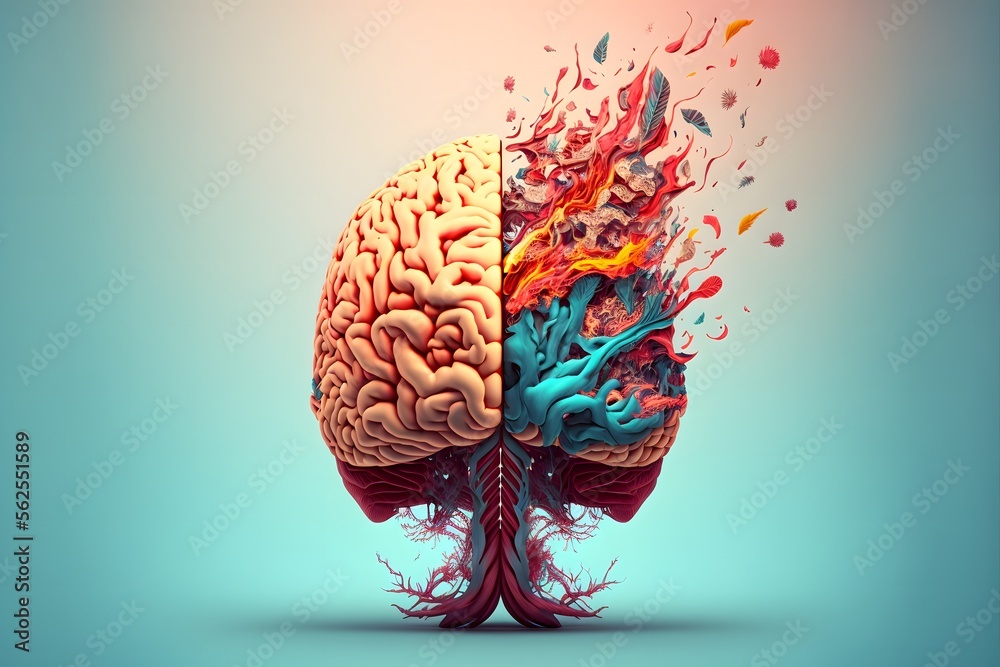 ภาพประกอบสต็อก Human brain top view. Graphic Illustration of human ...