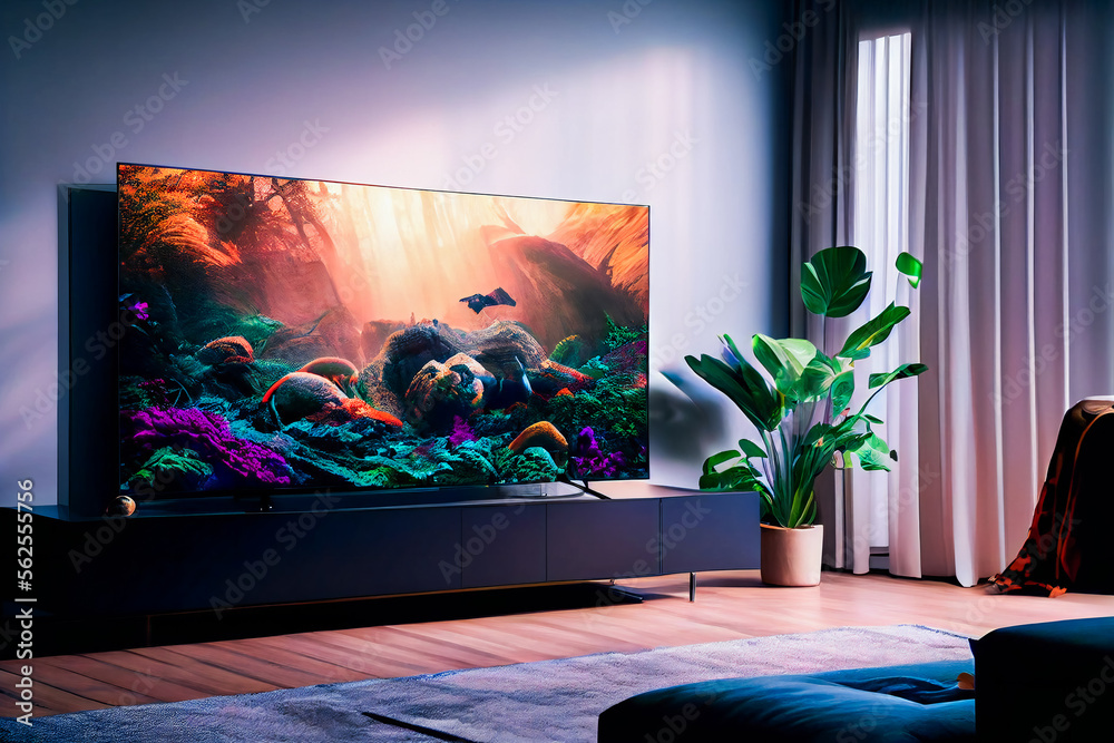 Big Tv In A Living Room. Elegant living room with big tv screen ...