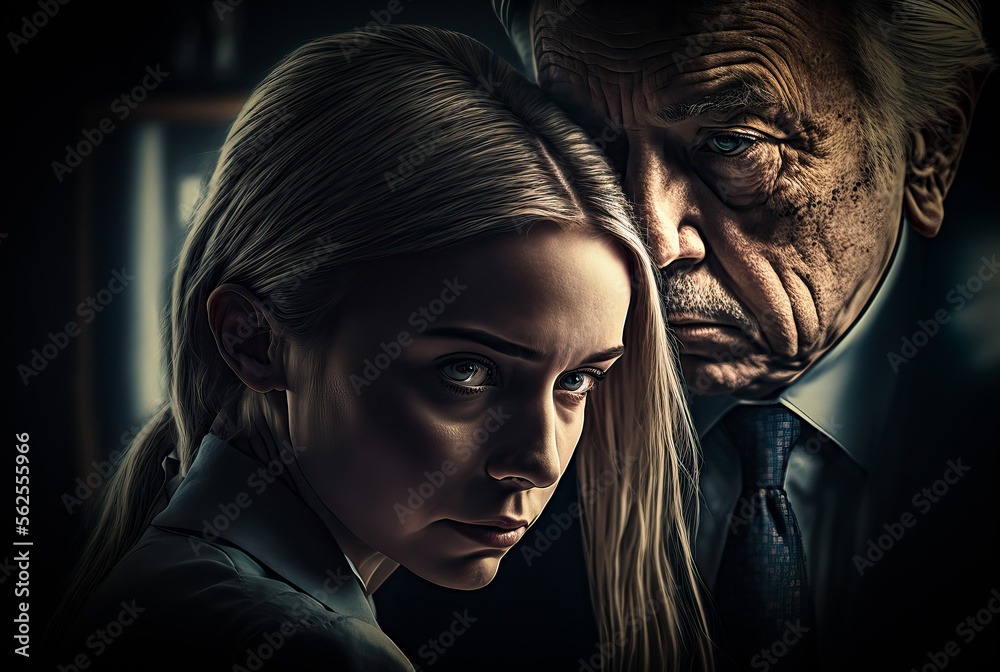 Sexual harassment metoo image of a young beautiful employee abused in ...