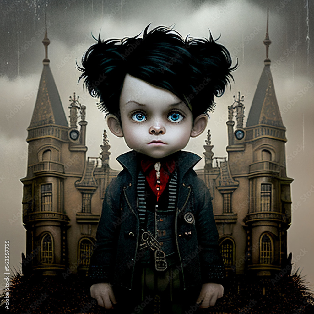 cute cartoon goth boy. generative ai. Stock Illustration | Adobe Stock