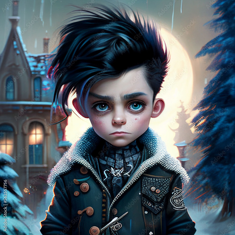 cute cartoon goth boy. generative ai. Stock Illustration | Adobe Stock