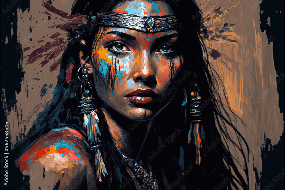 Native Indian Woman Art Native American Indian Woman" Mounted Print