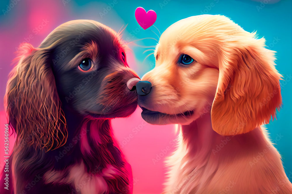 Two Puppies In Love