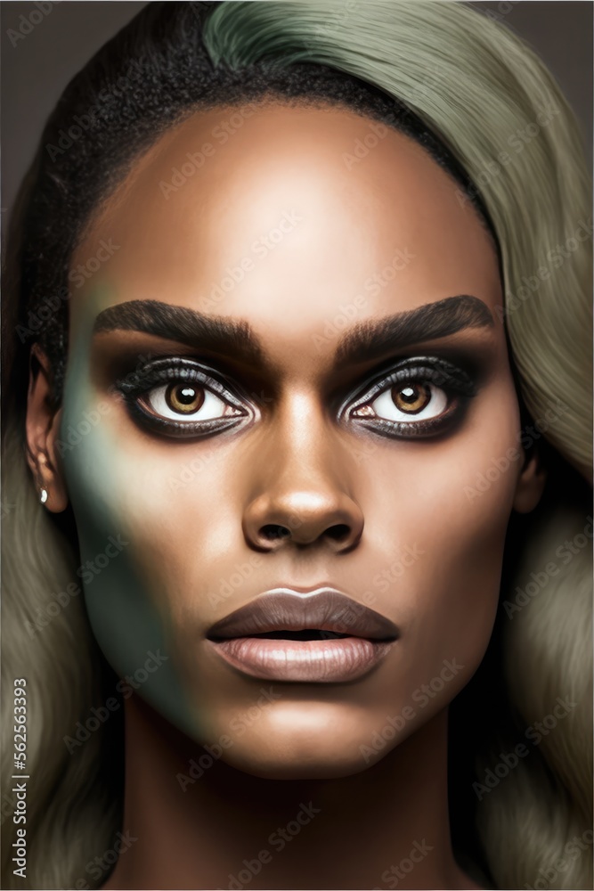 Young transgender person mugshot. Image generated with generative AI ...