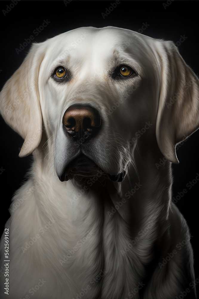Generative AI of an illustration of a portrait of a white labrador ...