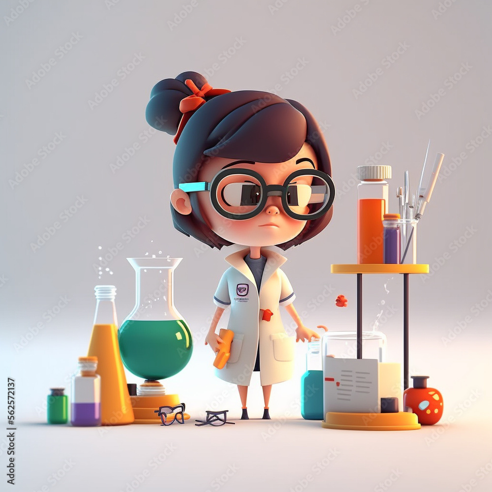 cute student in lab character, AI generate Stock Illustration | Adobe Stock