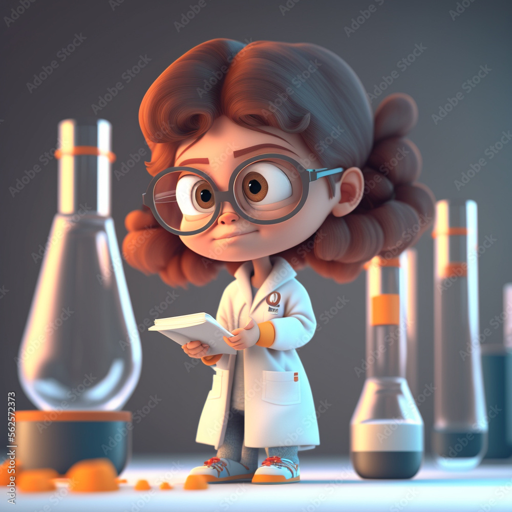 cute student in lab character, AI generate Stock Illustration | Adobe Stock