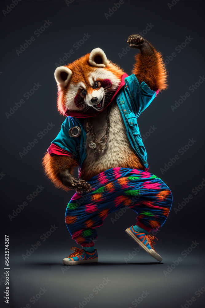 Anthropomorphic Red Panda Dresses in Retro 80s Hip-Hop Style ...
