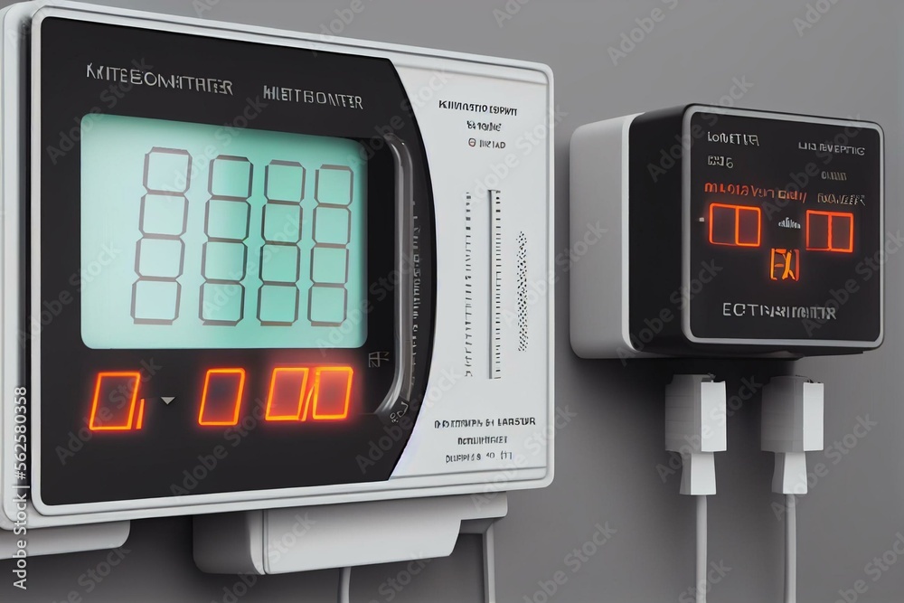 Isometric kilowatt hour electric meter, power supply meter. Watthour ...