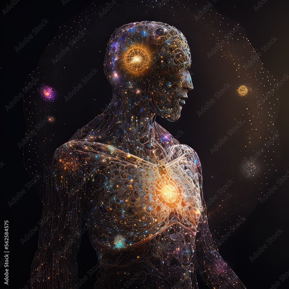 Human made from most complex unimaginable spirals with unimaginable ...