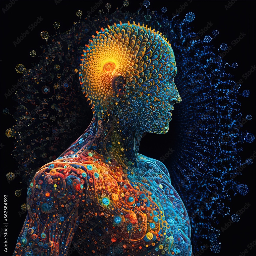 Human made from most complex unimaginable spirals with unimaginable ...