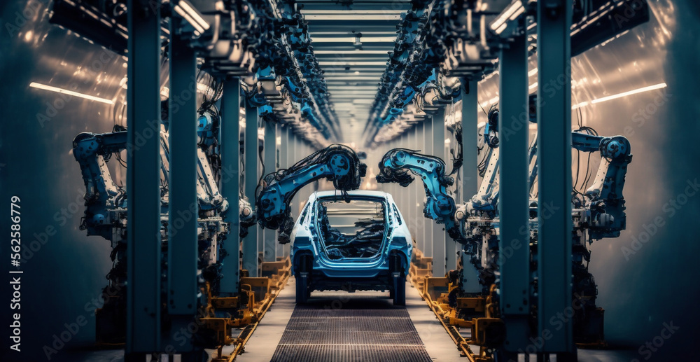 Banner Modern Manufacture Car factory, conveyor line with Automated ...