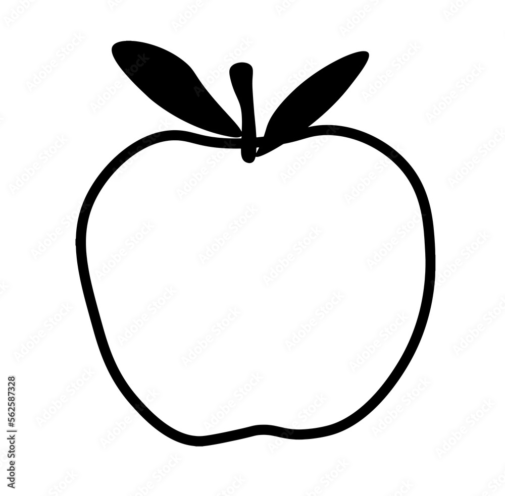 Apple simple outline icon. PNG illustration isolated on transparent ...
